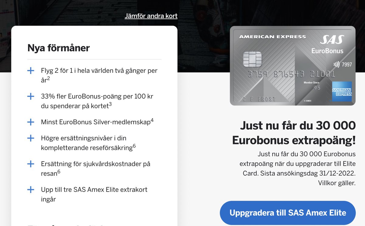 Upgrade SAS Amex To Elite Or Premium And Get Up To 30.000 EuroBonus ...